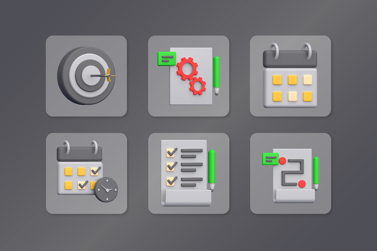 Business Plan 3D Icon Pack, an Object 3D Model by Rishsketch