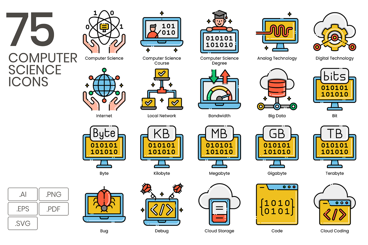 75 Computer Science Icons | Aestheti, an Icon by Flat Icons | Creative ...