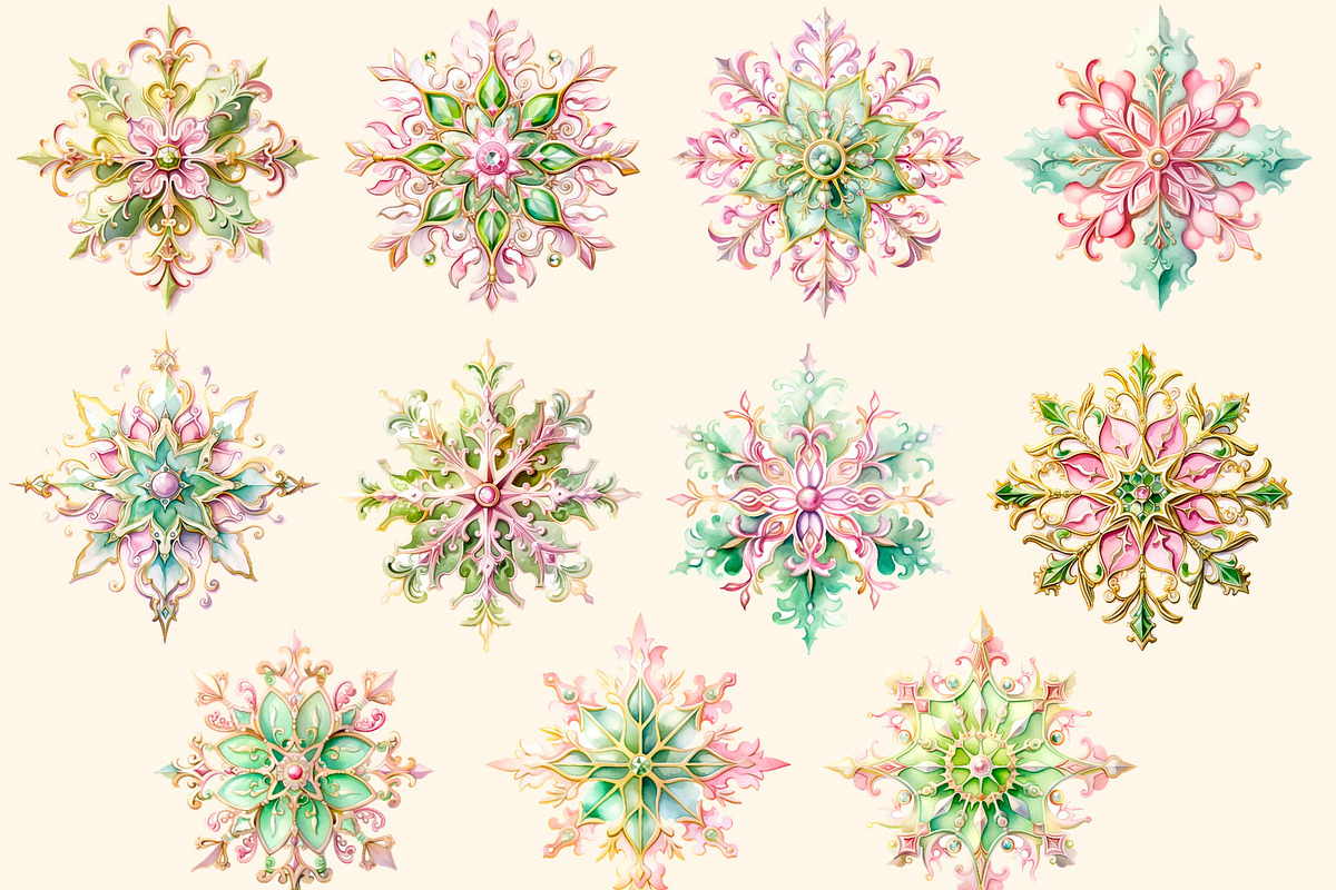 Snowflakes, Christmas clipart, a Decorative Illustration by Hello My Print