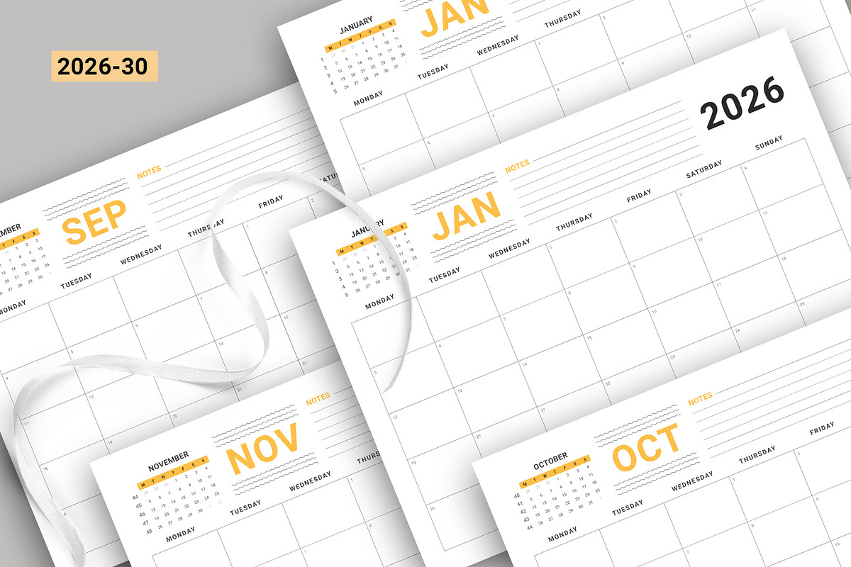 Monthly Planner Bundle 2026-2030, a Stationery Template by Design Zone