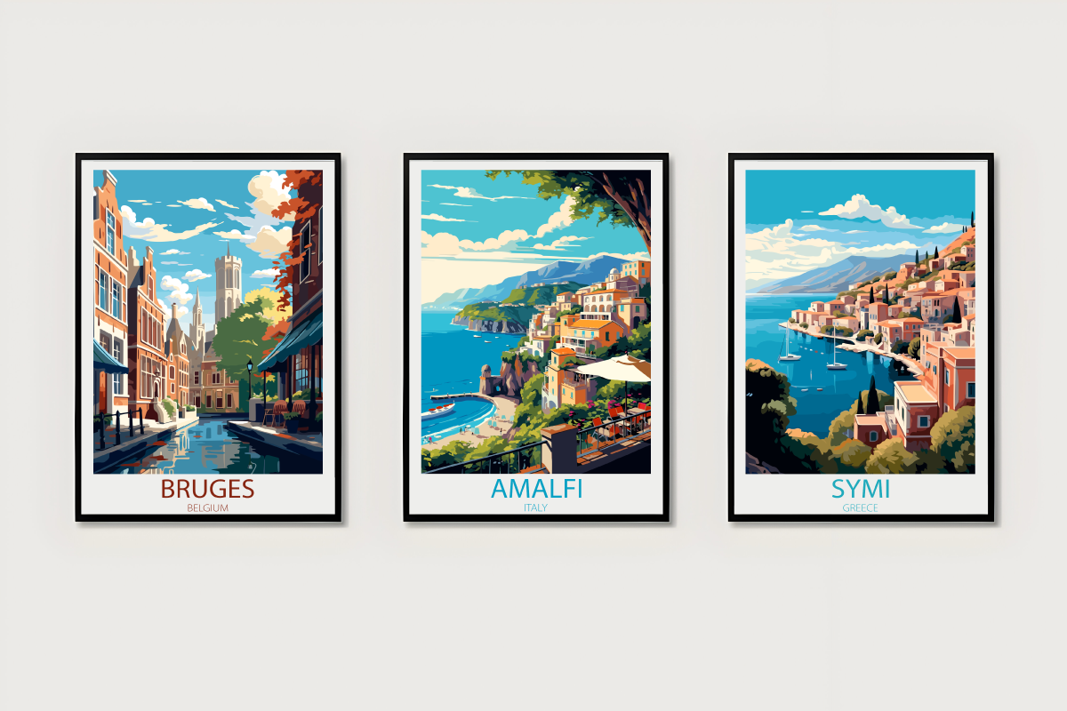 Famous Travel Places Poster Bundle, a Decorative Illustration by Genius ...