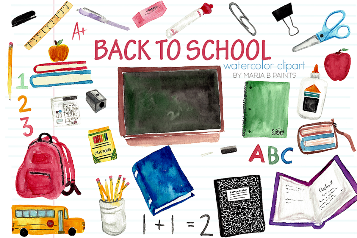 Watercolor Clip Art - Back to School, an Education Illustration by ...