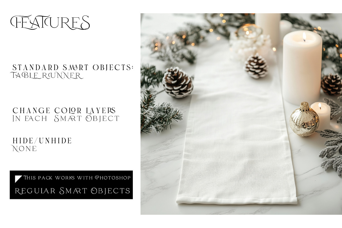 Christmas Table Runner Mockups, a Household Mockup by mock-ups