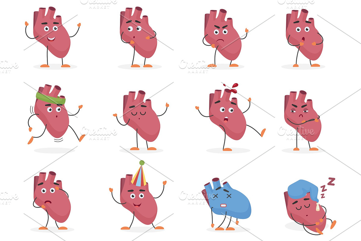 Human heart internal organ emotions, an Education Illustration by ...