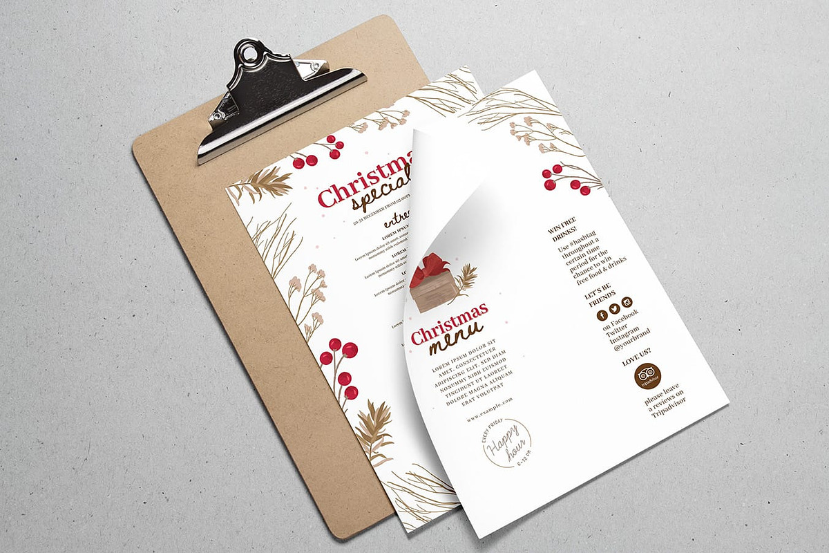 Rustic Christmas Menu Template, a Flyer Template by BrandPacks