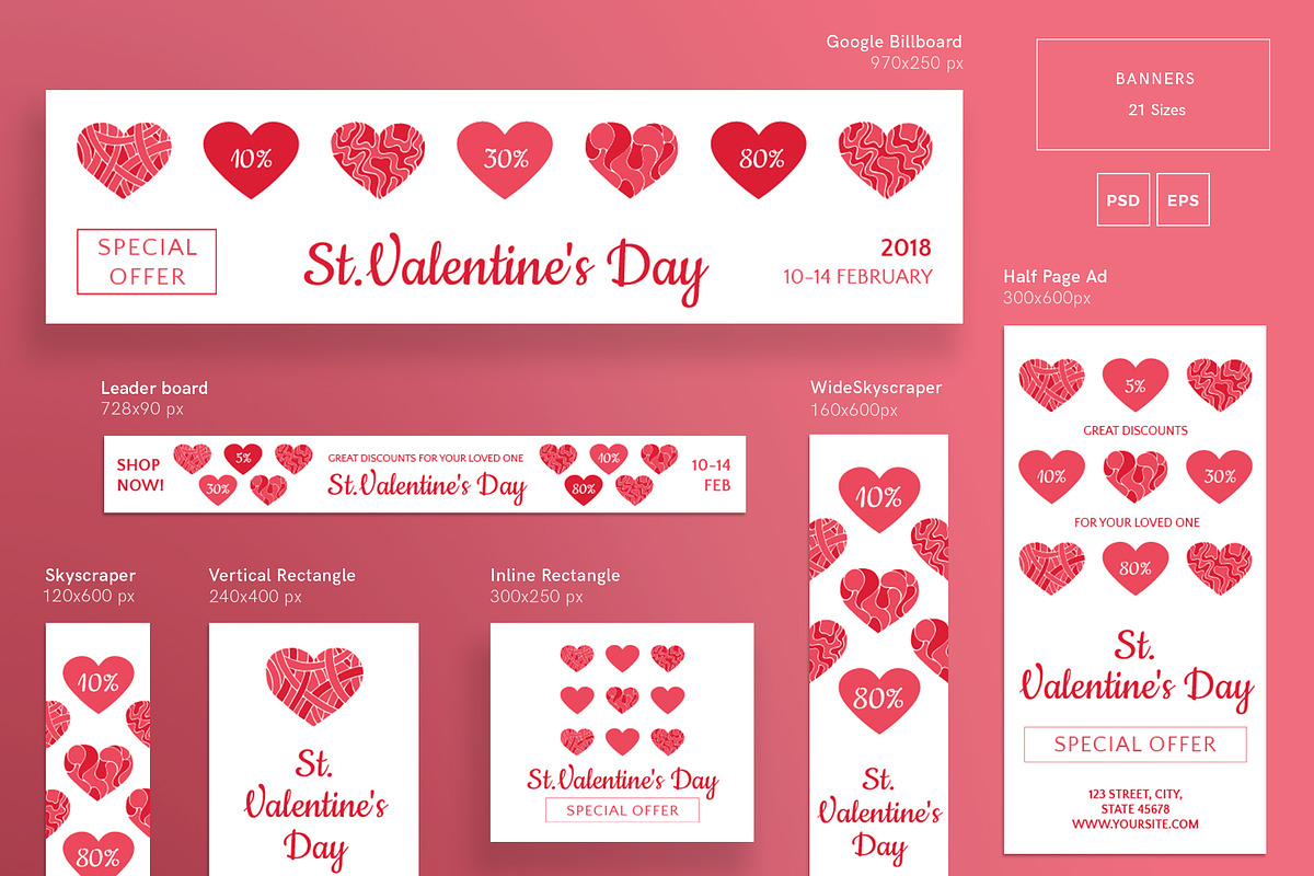 Banners Pack | Valentine's Day, a Templates & Theme by Amber Graphics