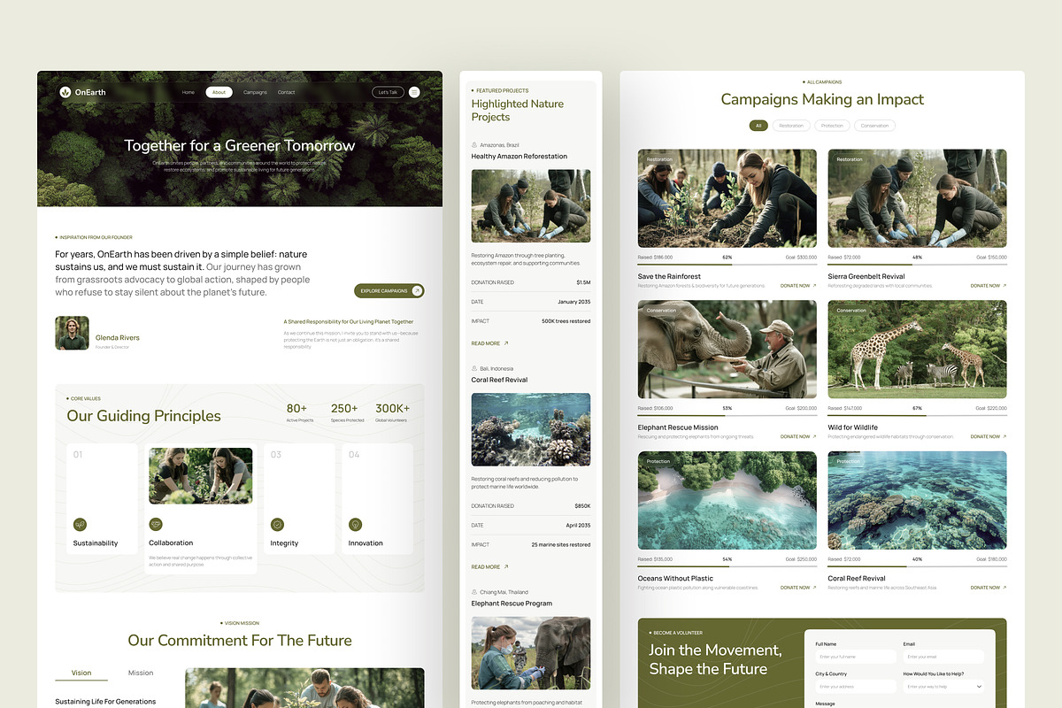 Nature Conservation Website UI Figma, an UI Kit Template by peterdraw
