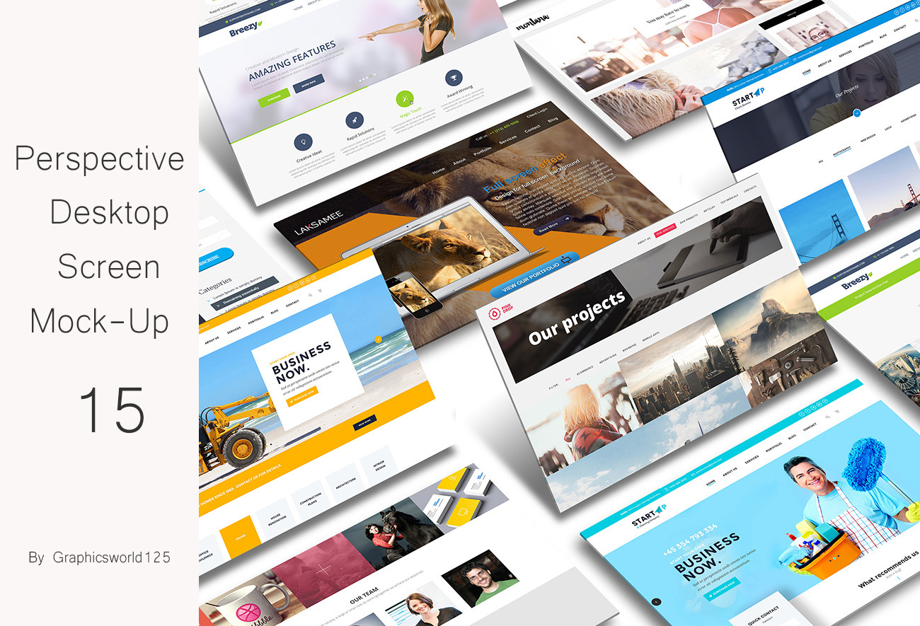 Perspective Desktop Screen Mockup 15, an iPhone Mockup by Graphicsworld125