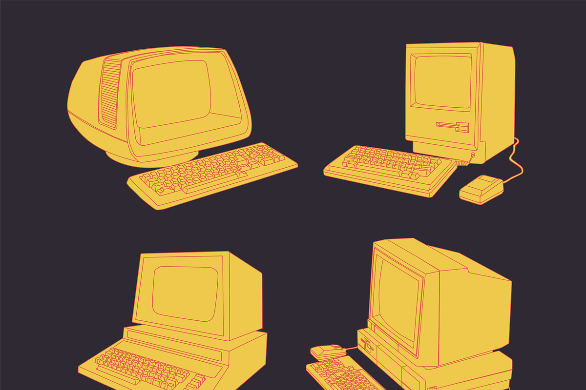 Retro Computers, an Illustration by AliciaEdwardsDesign