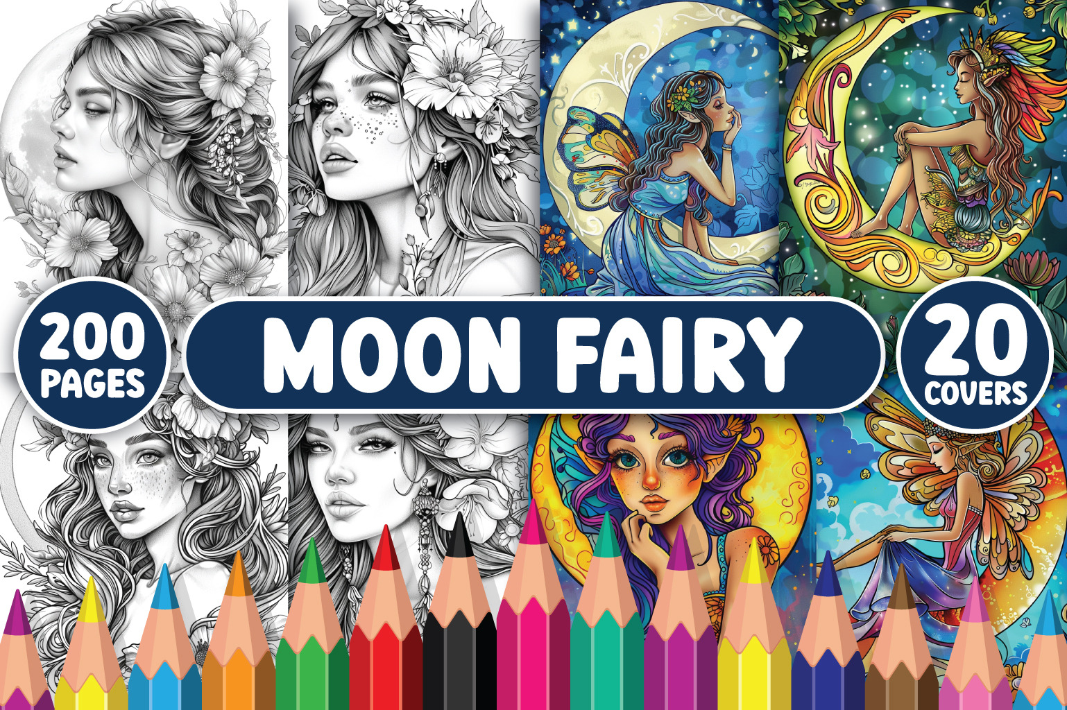200 Moon Fairy Coloring Pages
