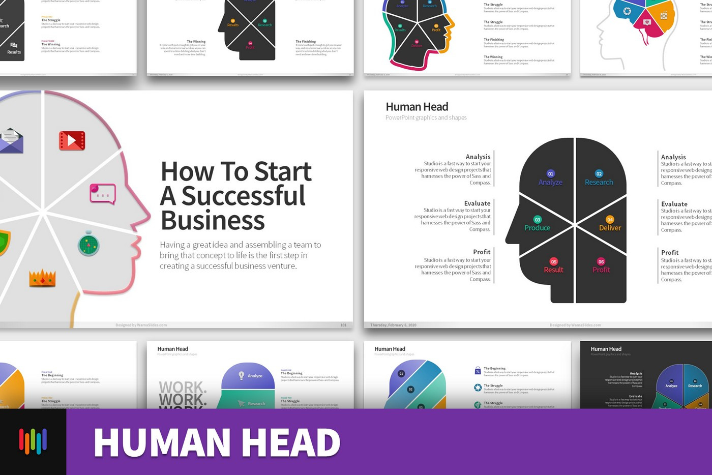 Human Head PowerPoint Templates, a Presentation Template by Warna Works