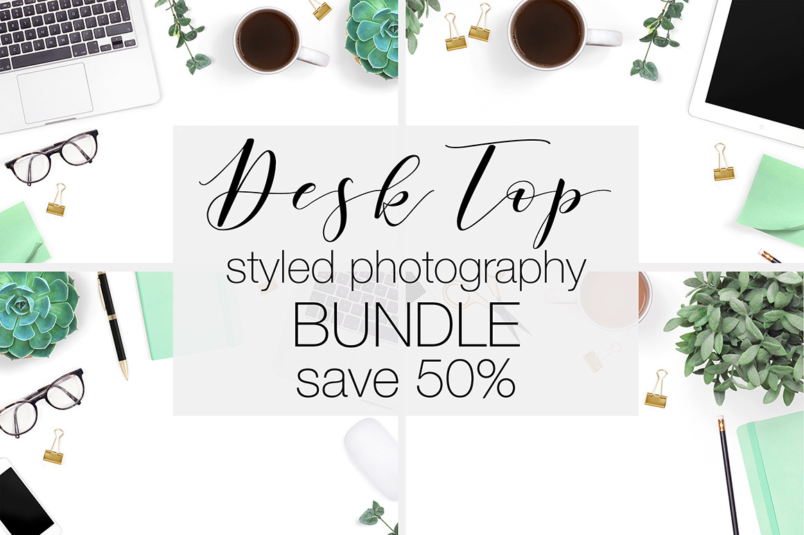 Desk Styled Stock Photography Bundle, a Product Mockup by Pixomize
