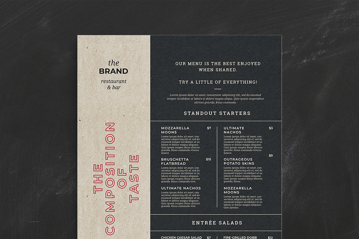 Bold Rustic Menu Template, a Flyer Template by BrandPacks