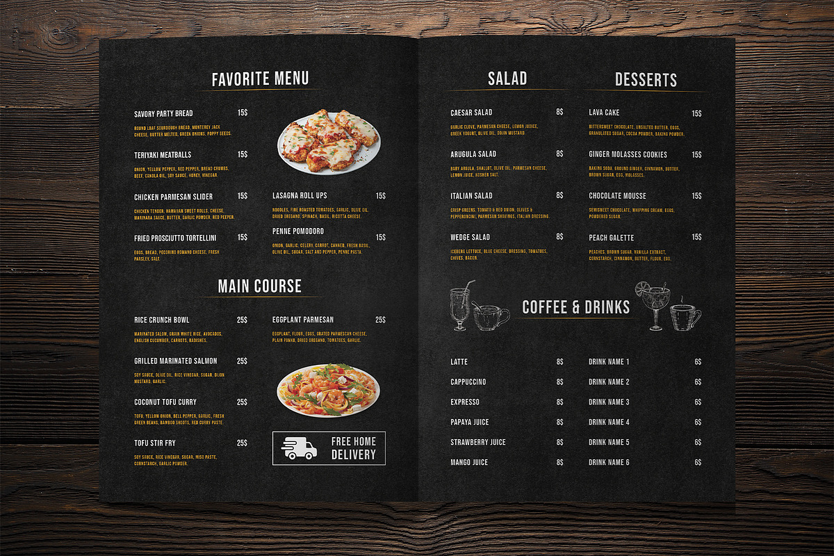 Restaurant Menu Bifold Template