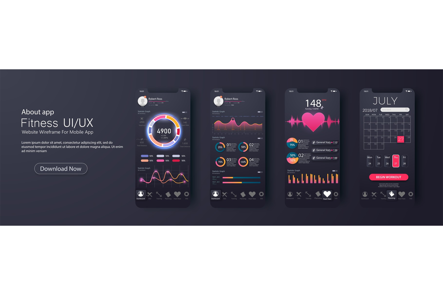 Different UI, UX, GUI screens, a Healthcare Illustration by ZinetroN
