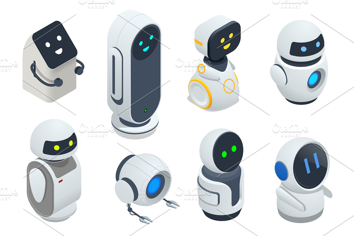 Isometric Set of Modern Robots, a Technology Illustration by Golden ...