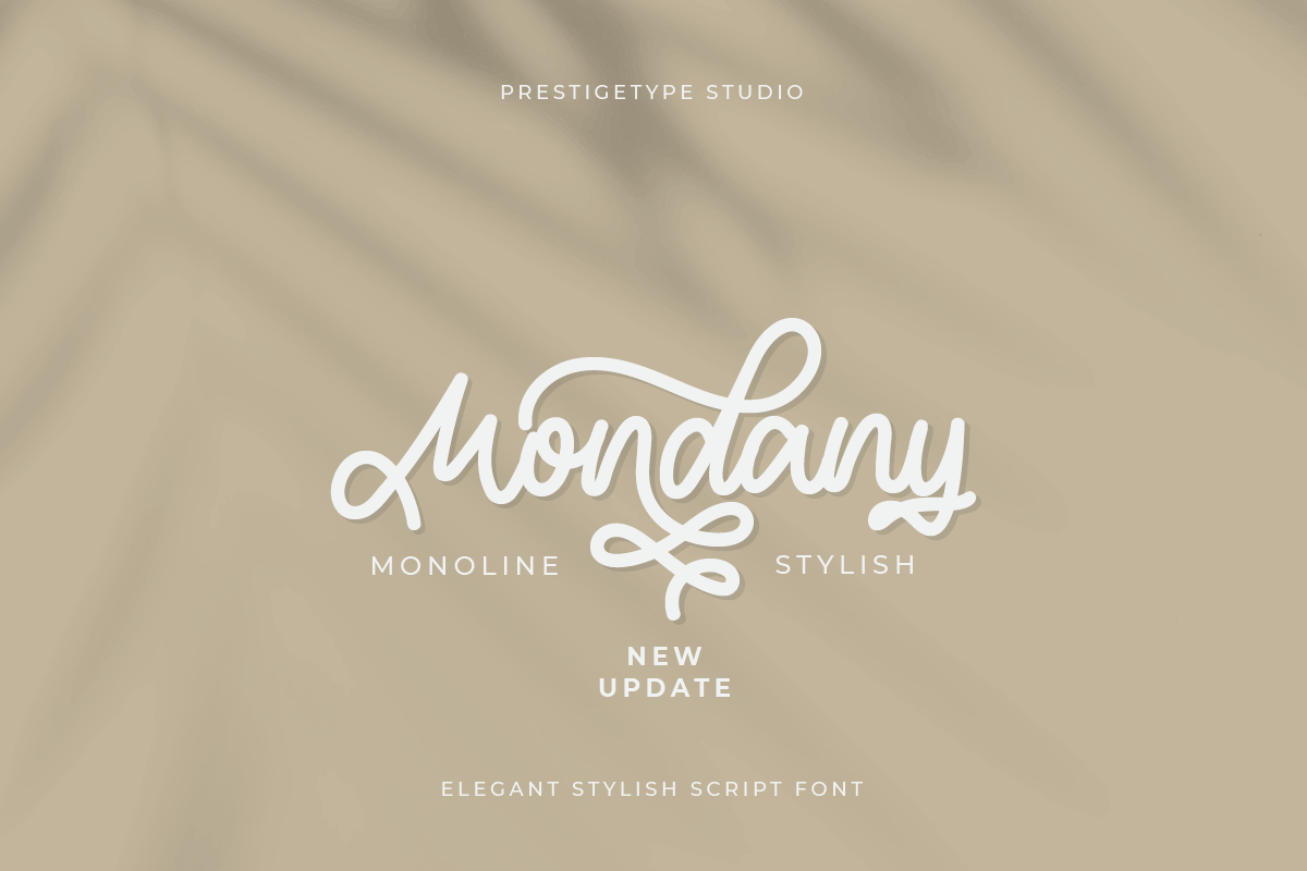 Mondany Monoline Font (Updated!), a Script Font by Prestigetype