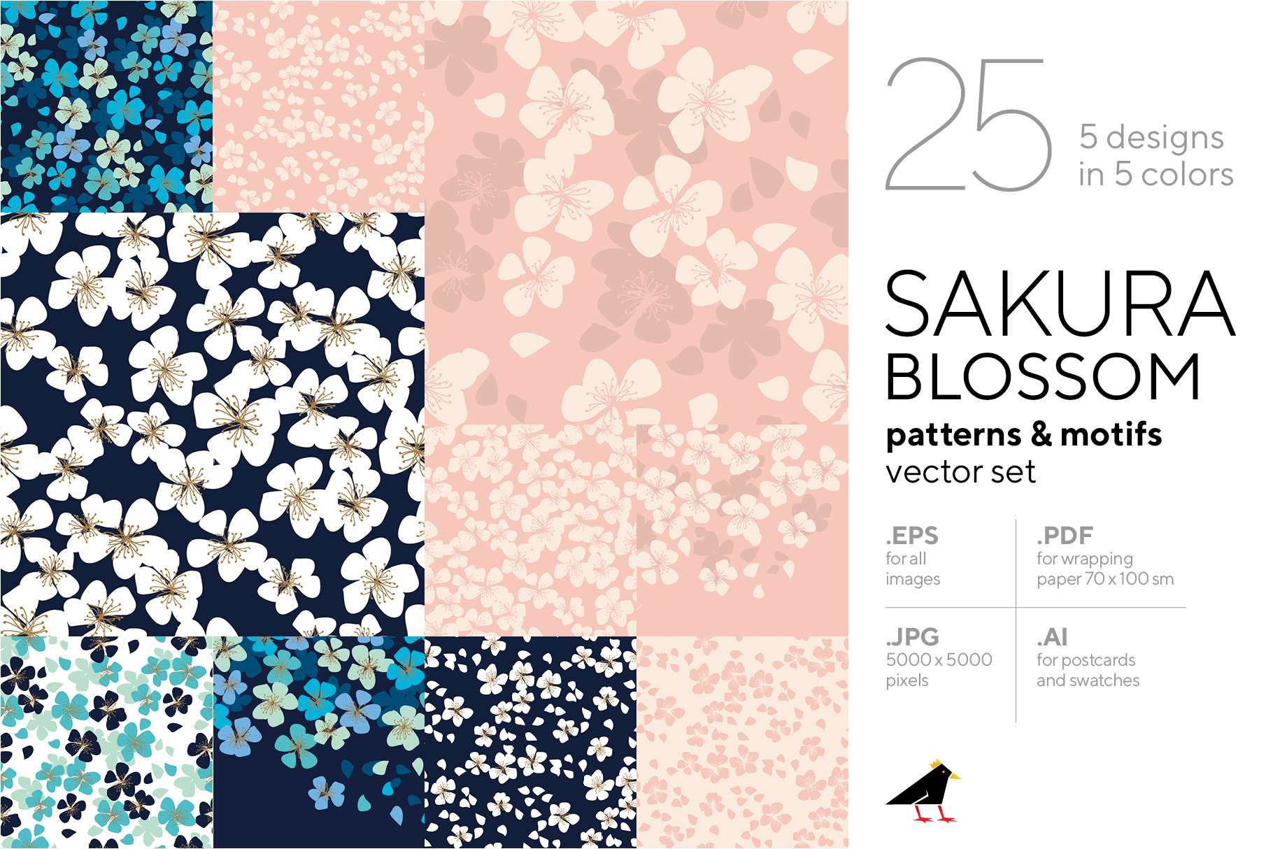 Sakura blossom Patterns Collection | Graphic Patterns ~ Creative Market