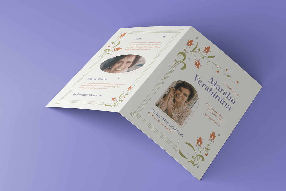 Floral Funeral Program, a Brochure Template by Neermana