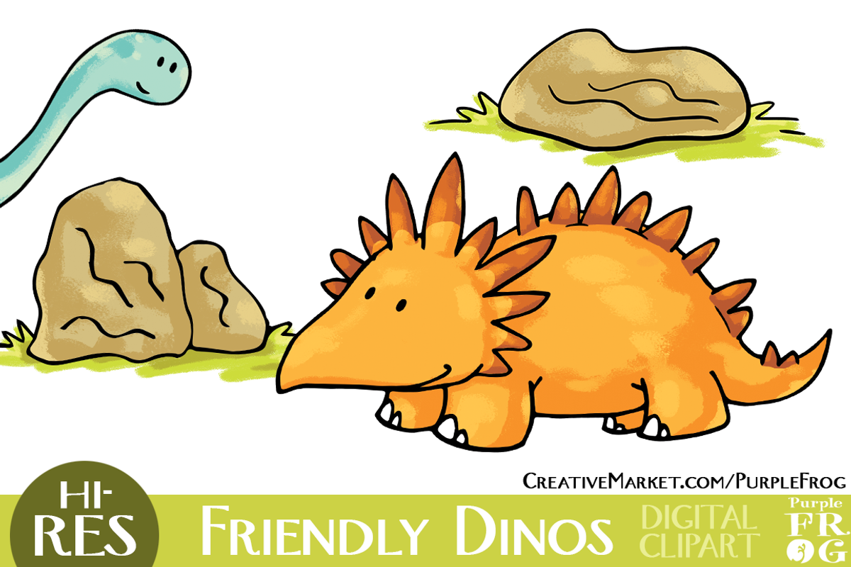FRIENDLY DINOS - Digital Clipart, an Illustration by Purple Frog ...