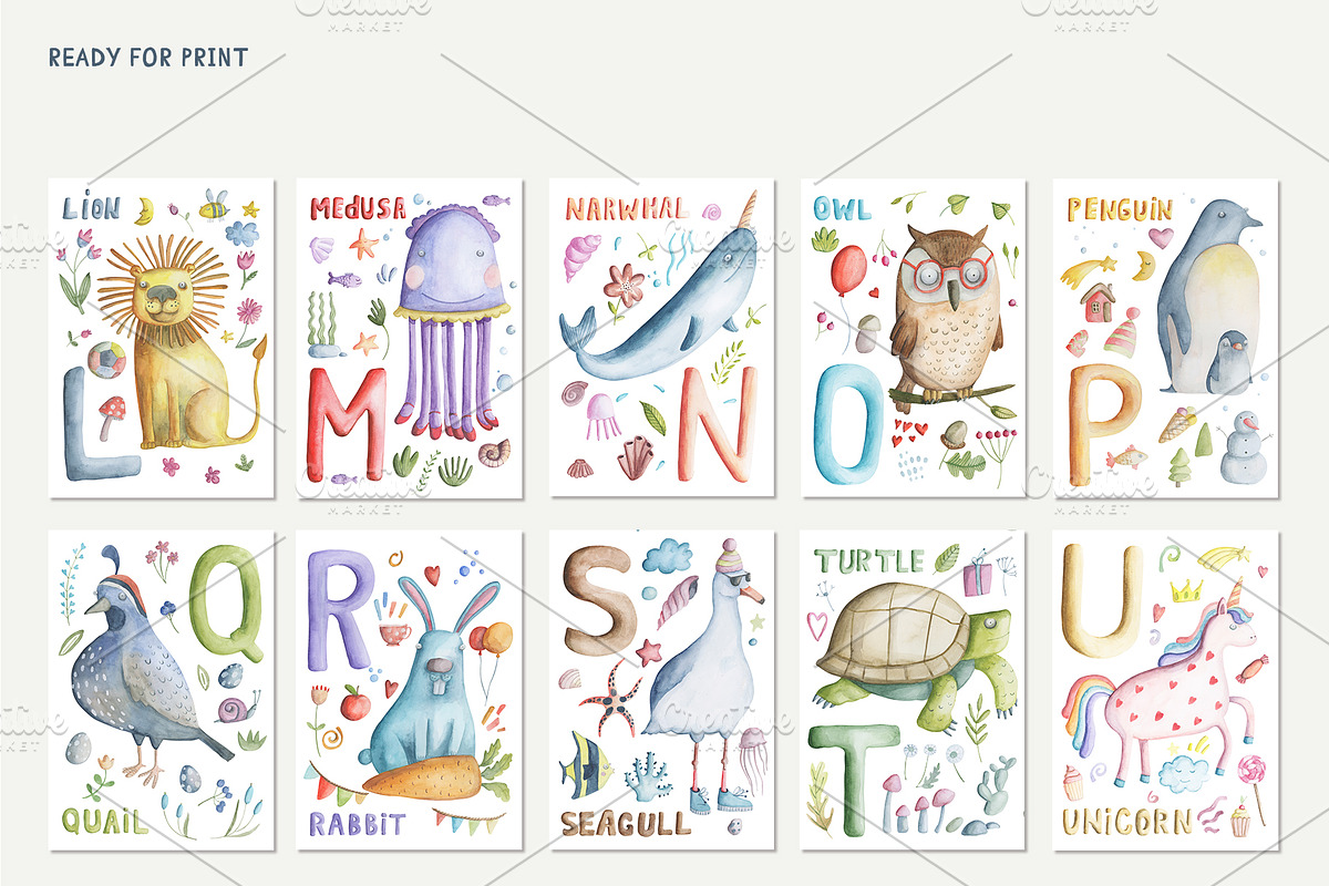 Watercolor Alphabet poster