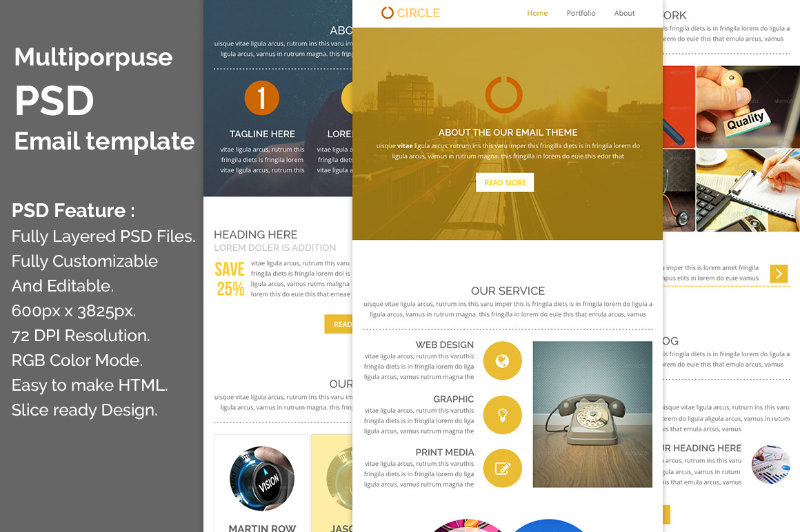 Multiporpuse PSD email template e6., an Email Template by QuickArtisan
