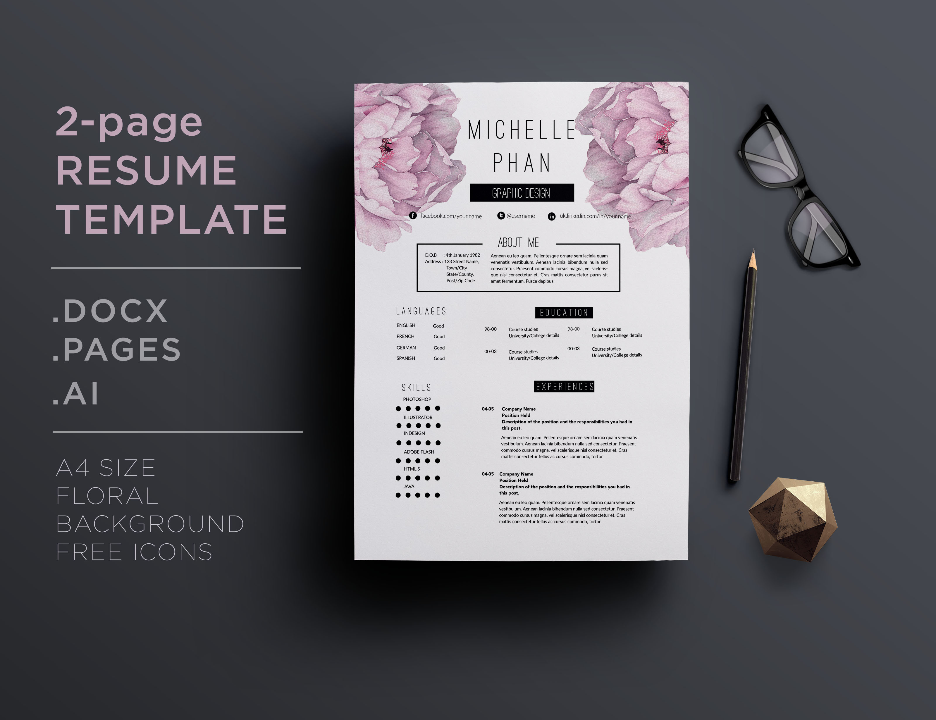 2 page resume template +cover letter, a Resume Template by Chic templates