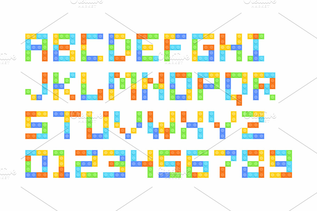 Plastic construction blocks alphabet, a Graphic by Volyk
