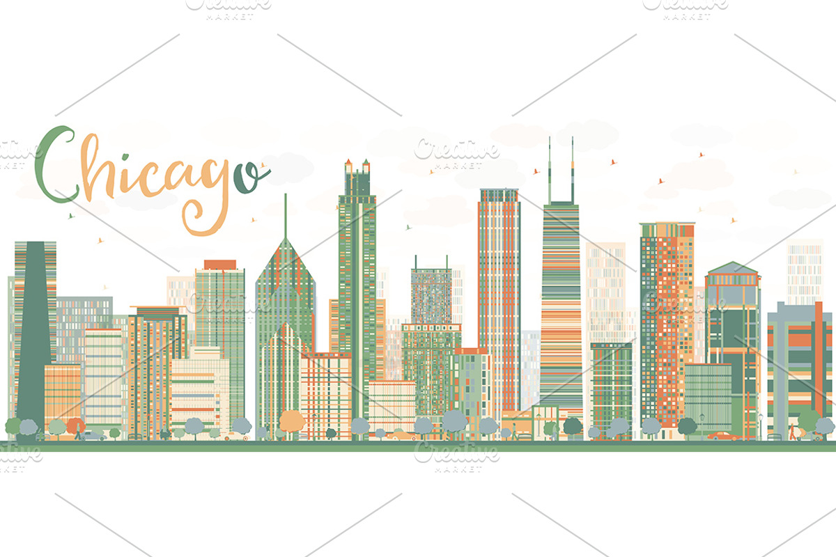 Abstract Chicago skyline, an Illustration by Booblgum
