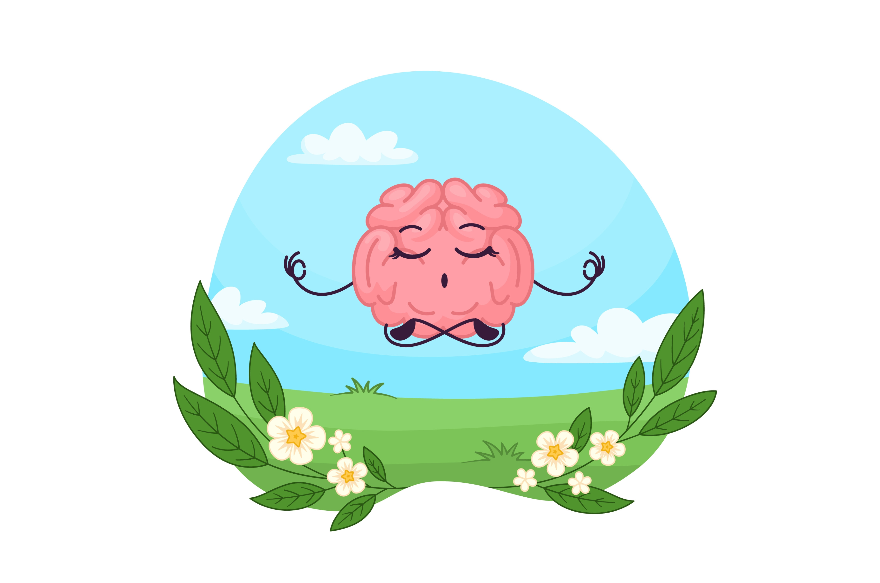 Calm funny brain meditation in, a Background Graphic by LadadikArt