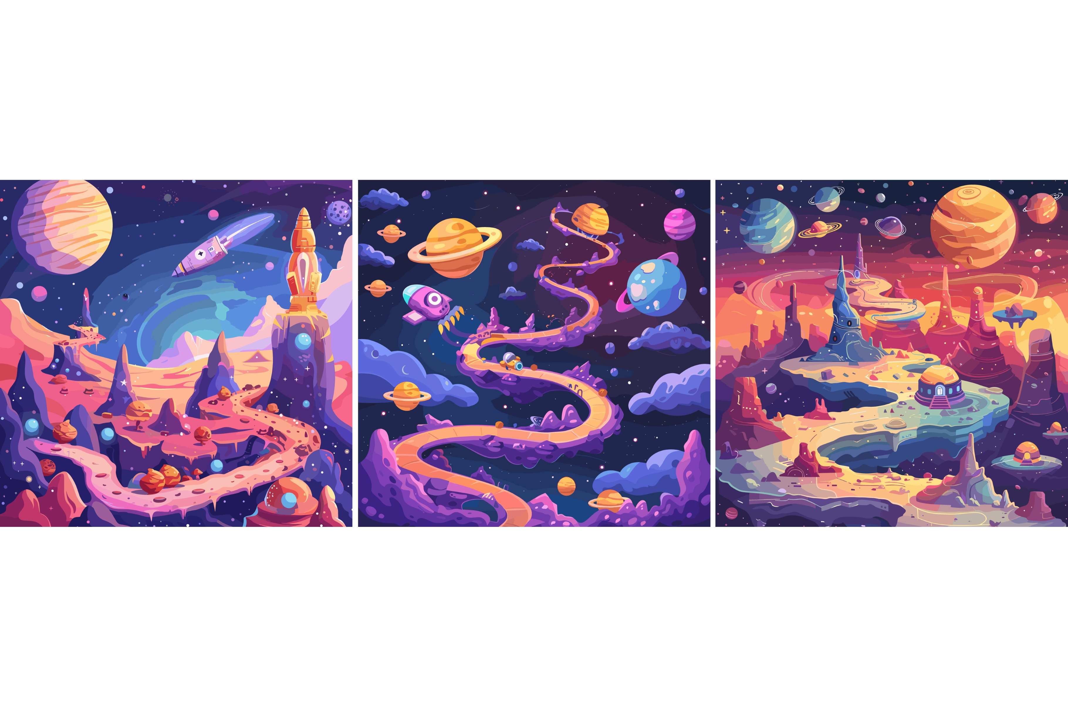 Space game map cartoon vector, a Technology Illustration by Valerie ...