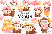 Baby Girl Monkey clipart, an Animal Illustration by Chonnieartwork
