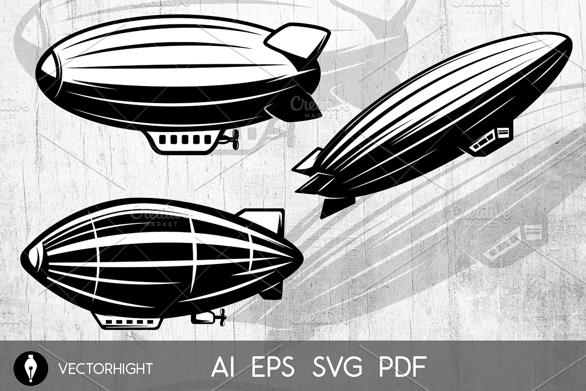 Set of aerostat illustrations SVG, a Transportation Illustration by ...