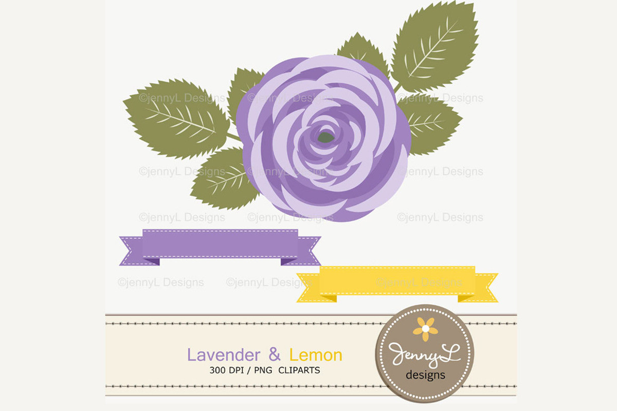 Lavender and Lemon Digital Papers, a Pattern Graphic by JennyL Designs