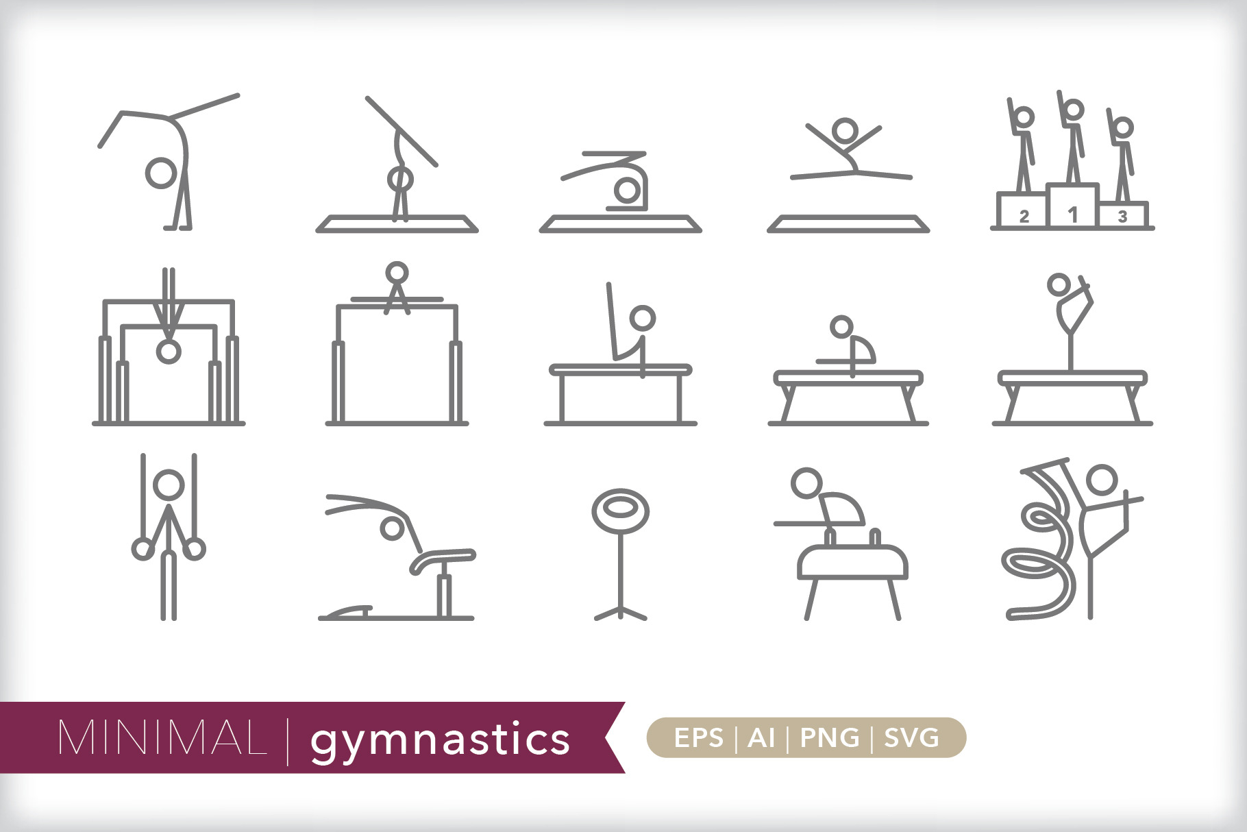 Minimal gymnastics icons, an Outline Icon by Picture Window