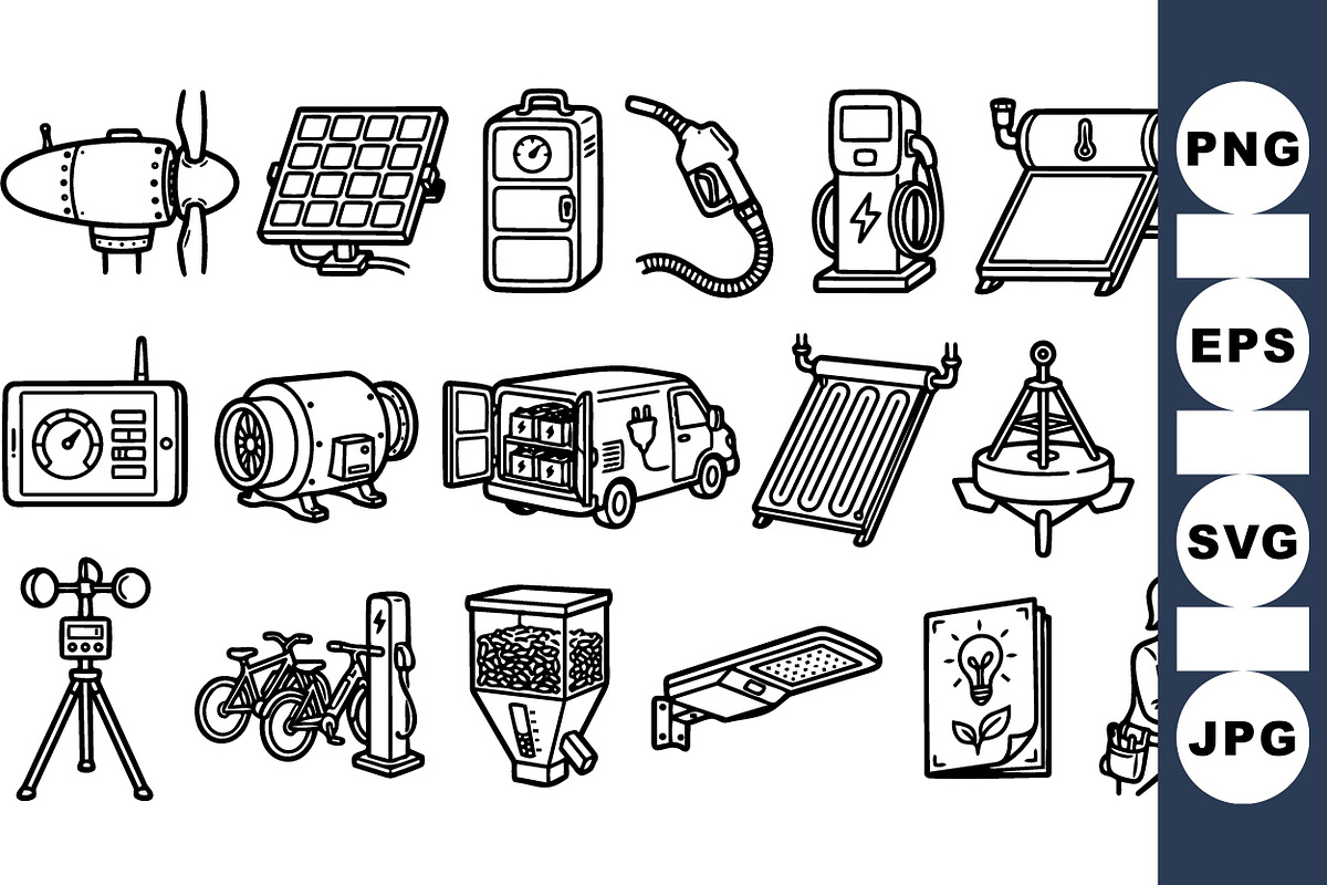 Energy Technology Icon Pack, an Illustration by designvectx