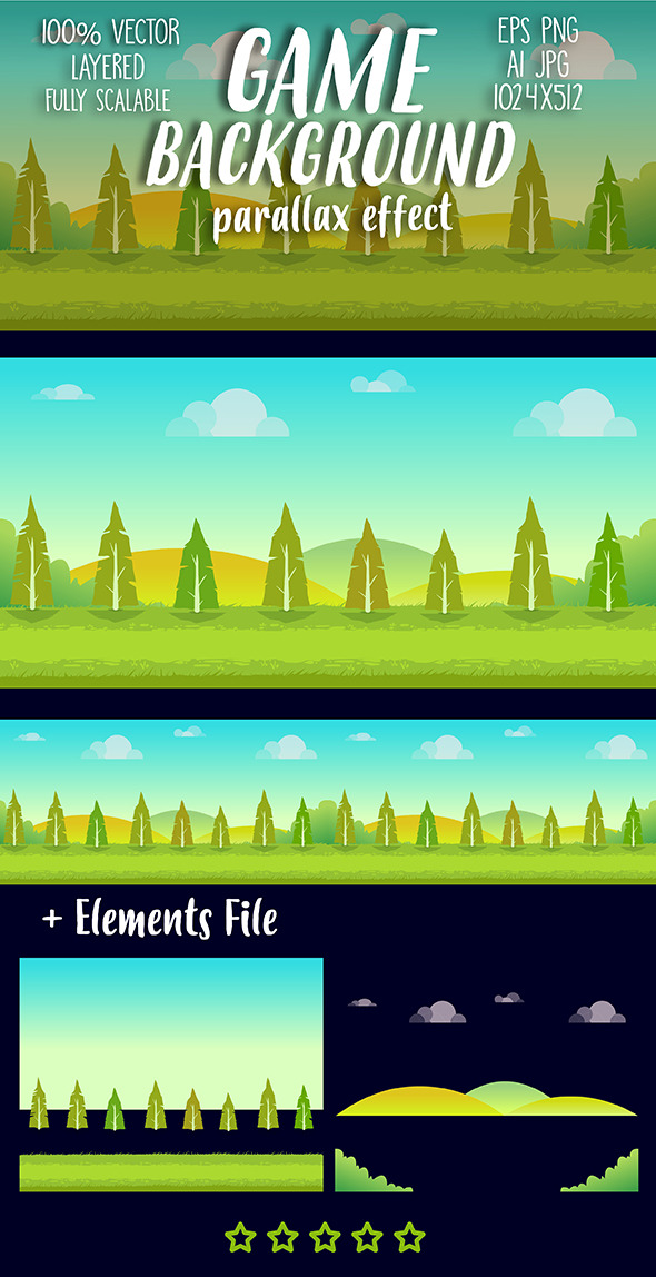 Seamless Vector Landscape, an Illustration by 2dvillShop