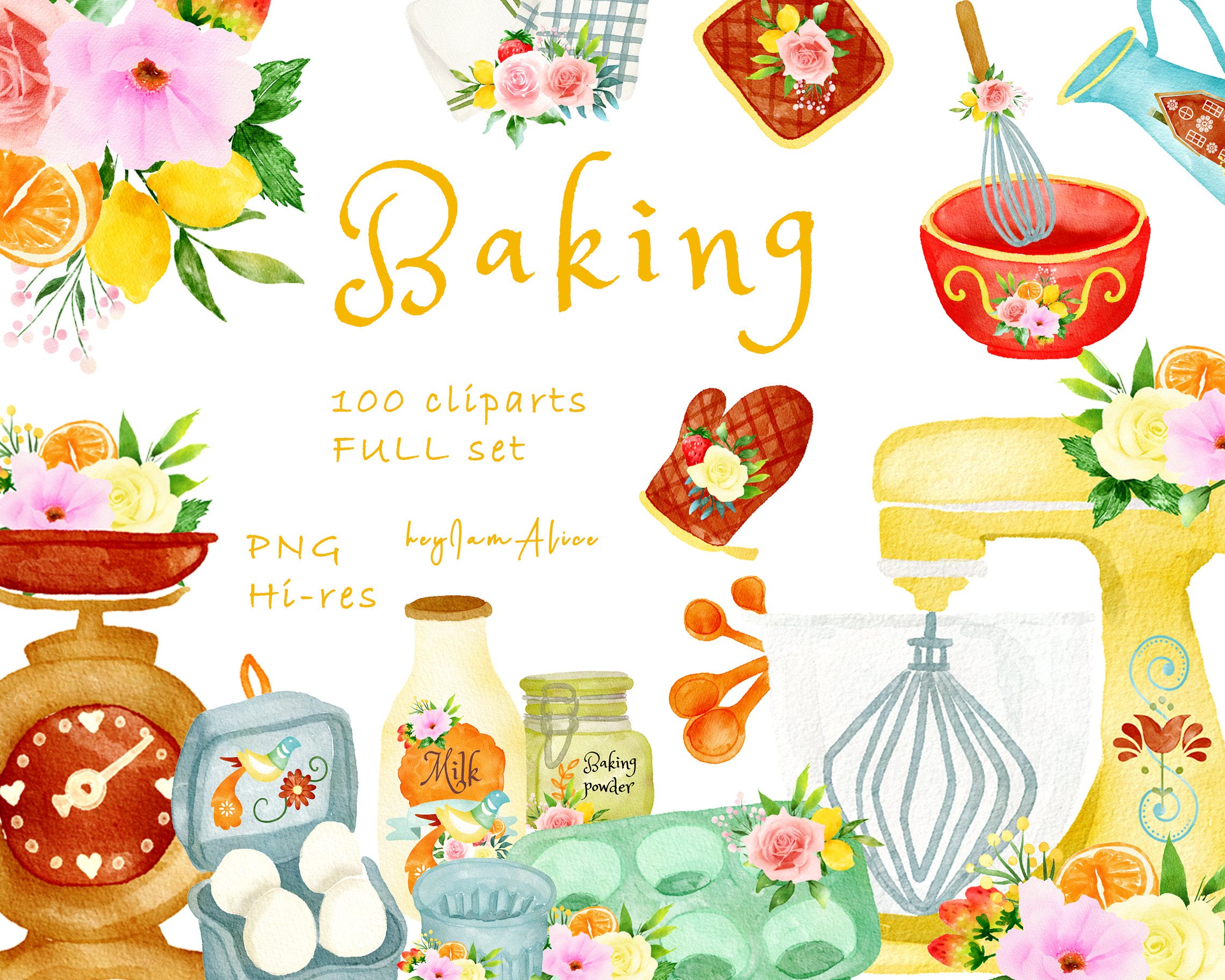 Baking vintage kitchen clipart