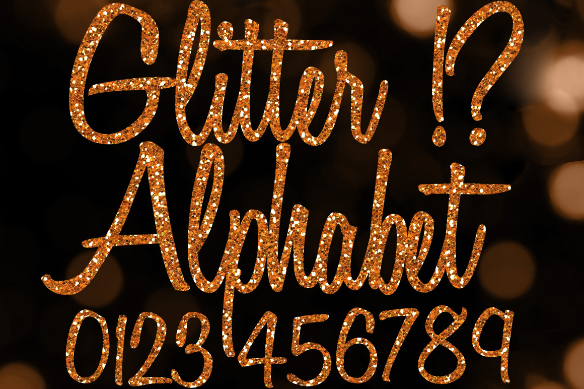 Orange Glitter Alphabet Clip Art Set, an Object Graphic by Paper Element