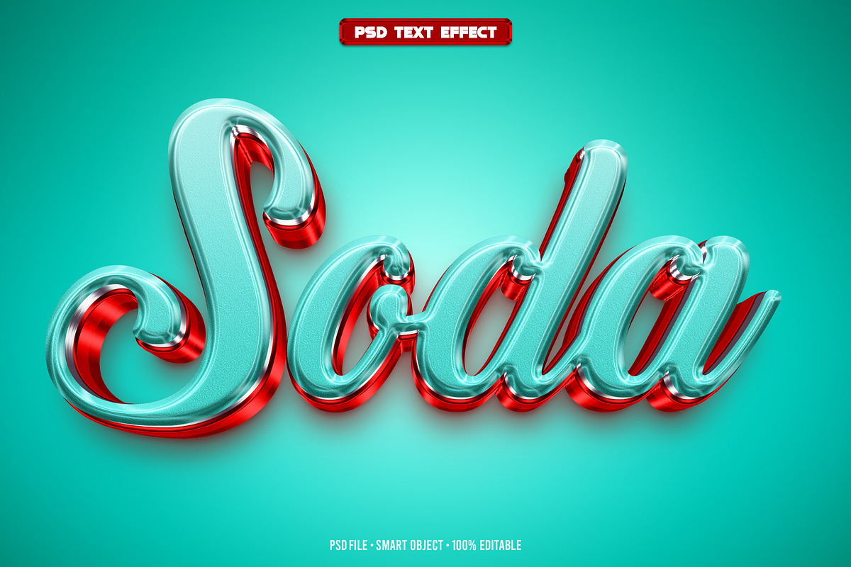 Soda 3D editable text effect, a Layer Style Add-On by Hello Muh