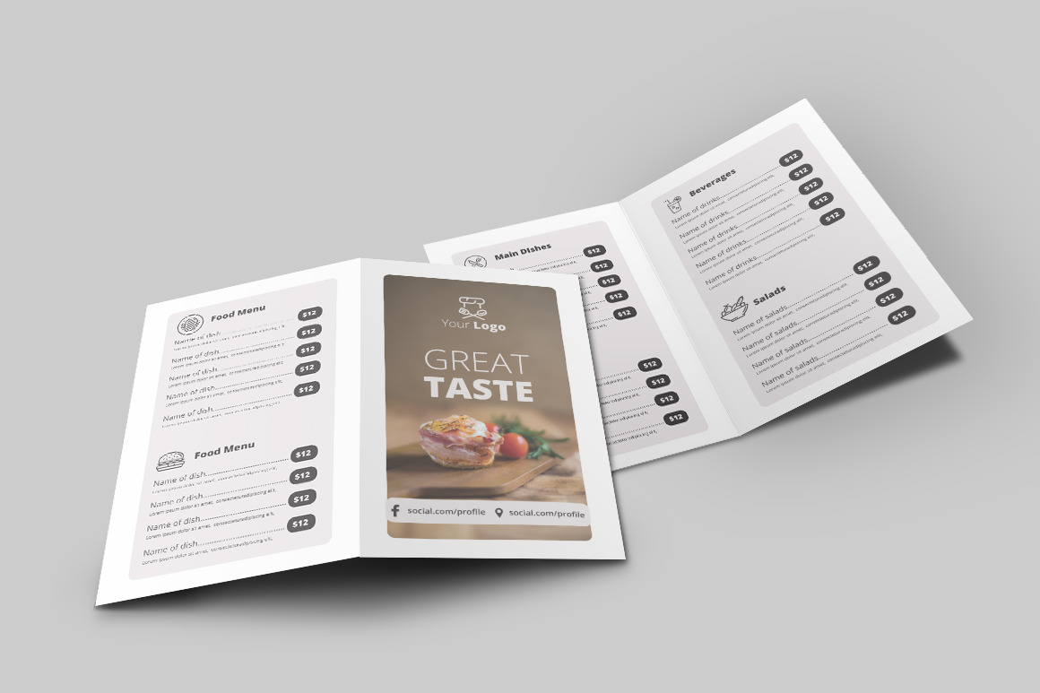 Food Menu Bi-Fold Brochure, a Brochure Template by UNIK Agency