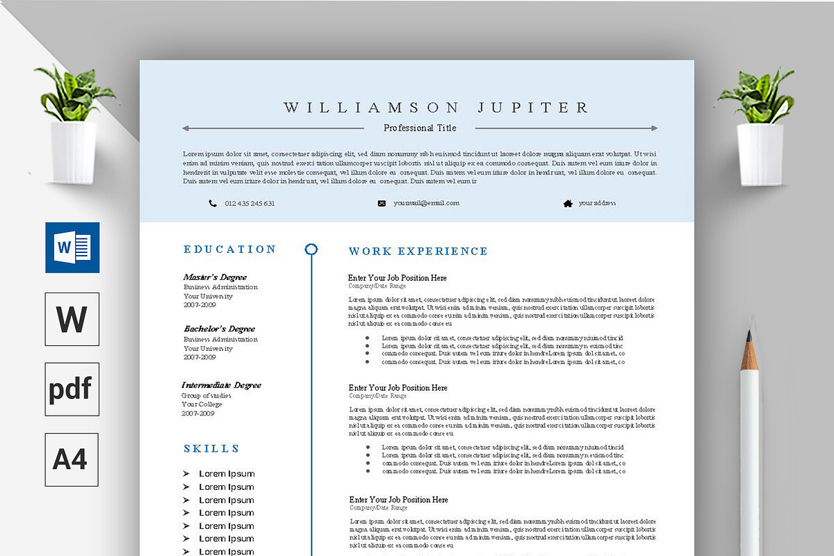 Clean CV Resume MS Word Template, a Resume Template by ARP Creation
