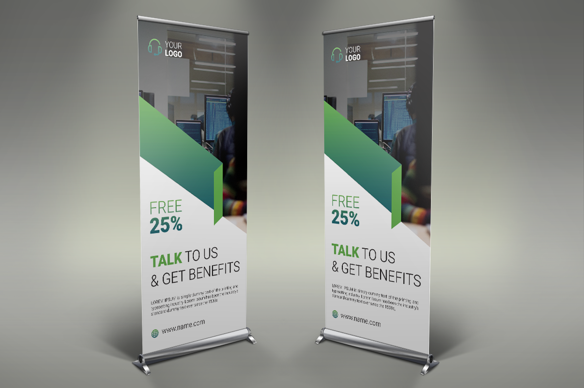 Call Center Roll Up Banner, a Presentation Template by UNIK Agency ...