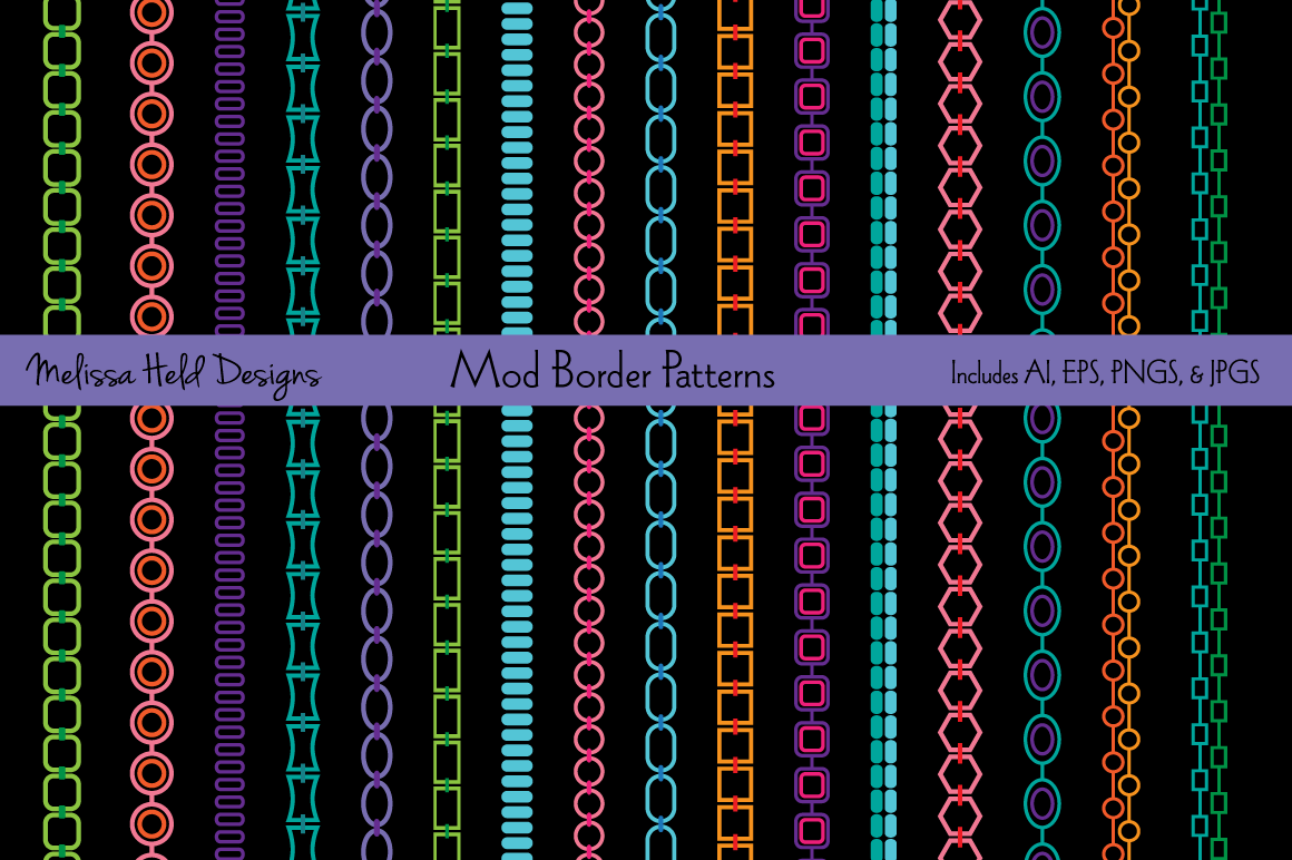 Mod Border Patterns, a Graphic by Melissa Held Designs | Creative Market