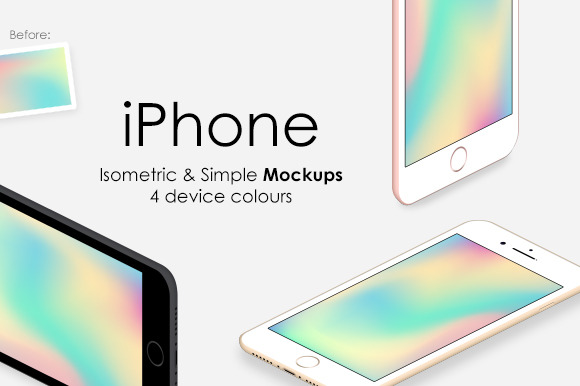 iPhone Isometric & Simple Mockups, an iPhone Mockup by tamiq