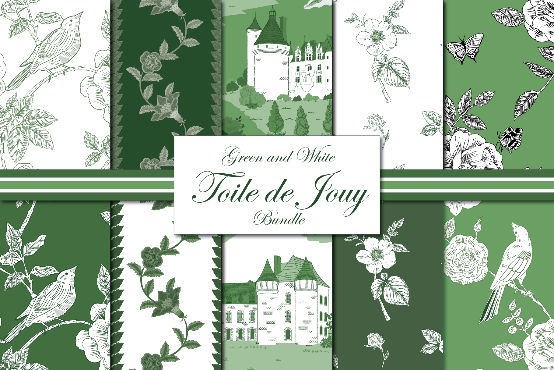 Toile de Jouy Patterns Green