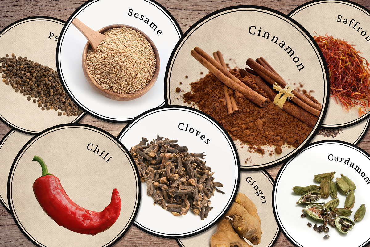 Spice Labels Set, a Food Illustration by Secret Helper
