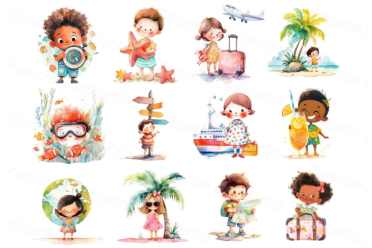 Cartoon kids traveling vacation PNG, a Person Illustration by Bubert Art
