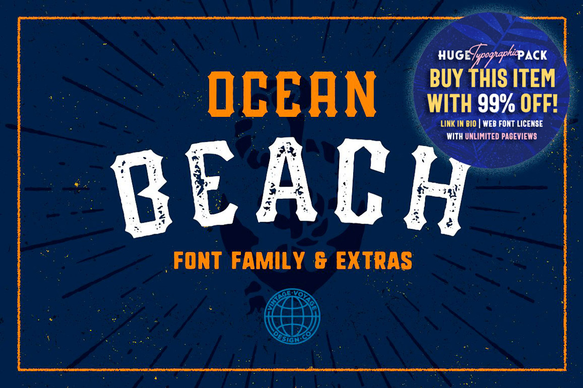 Ocean Beach • Five Fonts, a Font by Vintage Voyage Supply | Creative Market