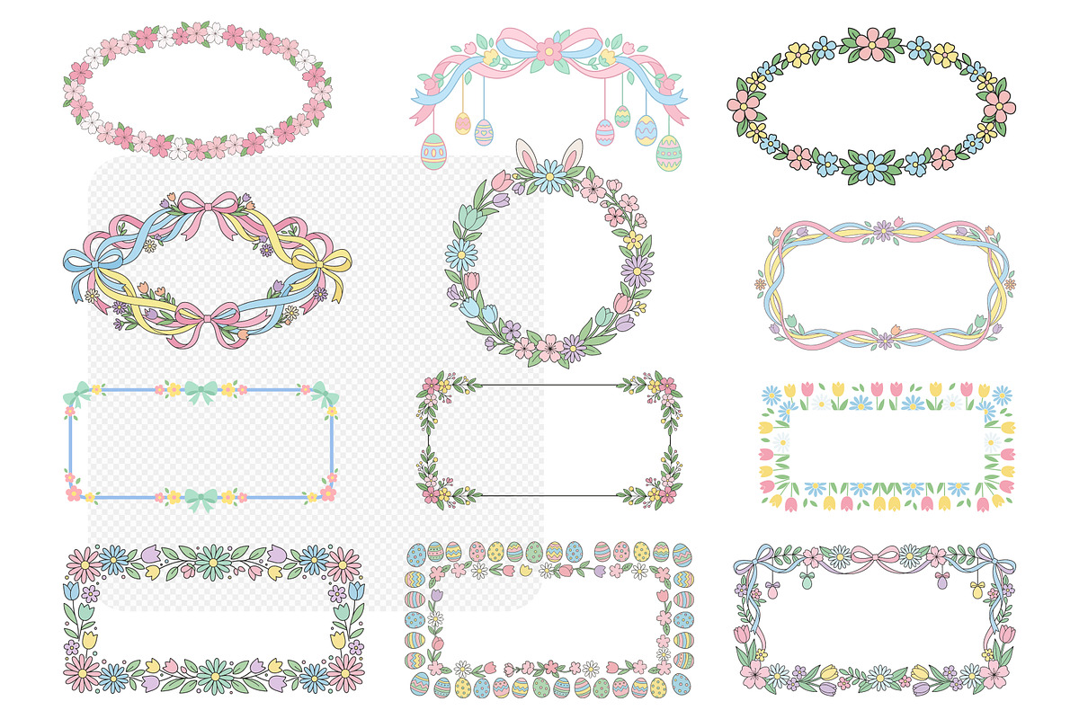Spring Easter Flower Frames Collection